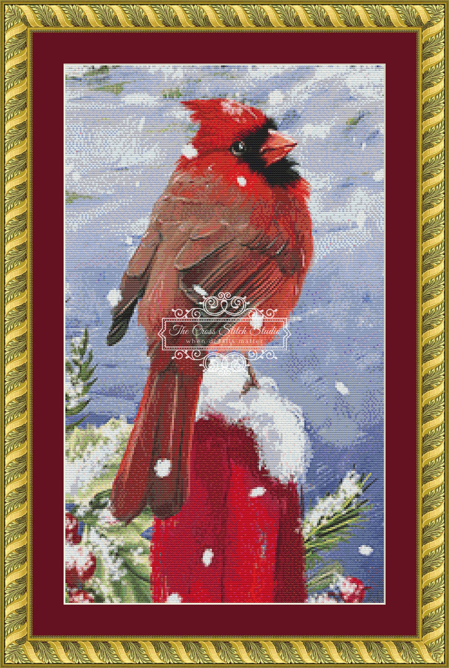 Christmas Cardinal Bird Cross Stitch Pattern | The Cross Stitch Studio ...