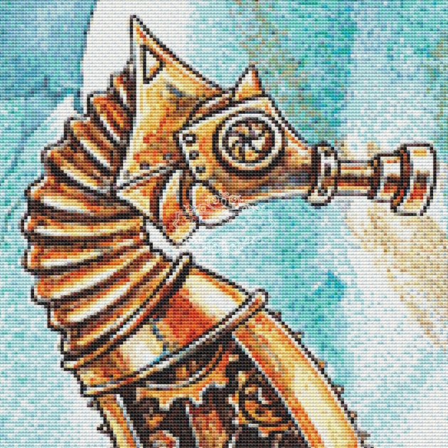 Mechanical Seahorse Steampunk Cross Stitch Pattern | The Cross Stitch ...
