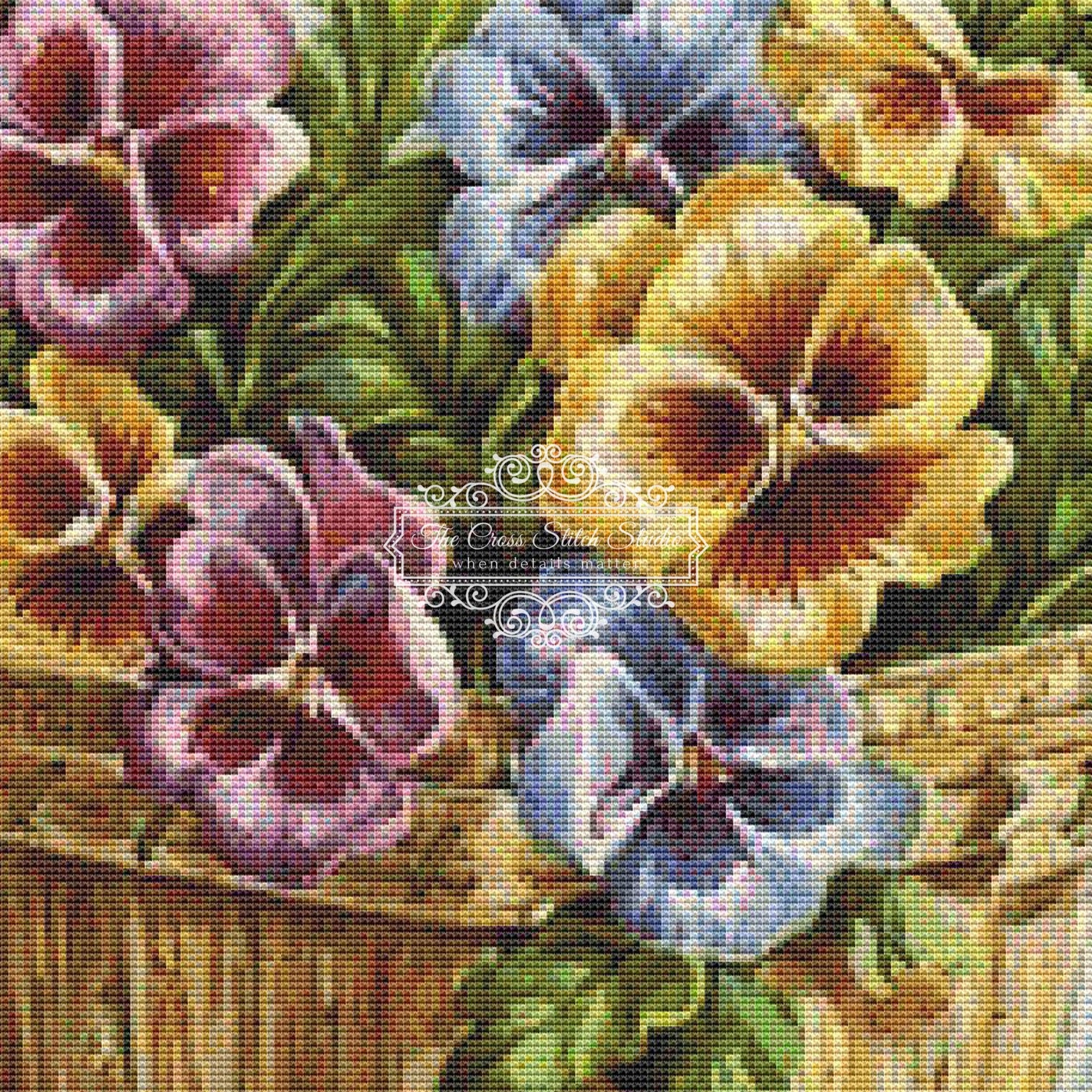 Pansy Flower Cross Stitch Pattern | The Cross Stitch Studio | The Cross ...