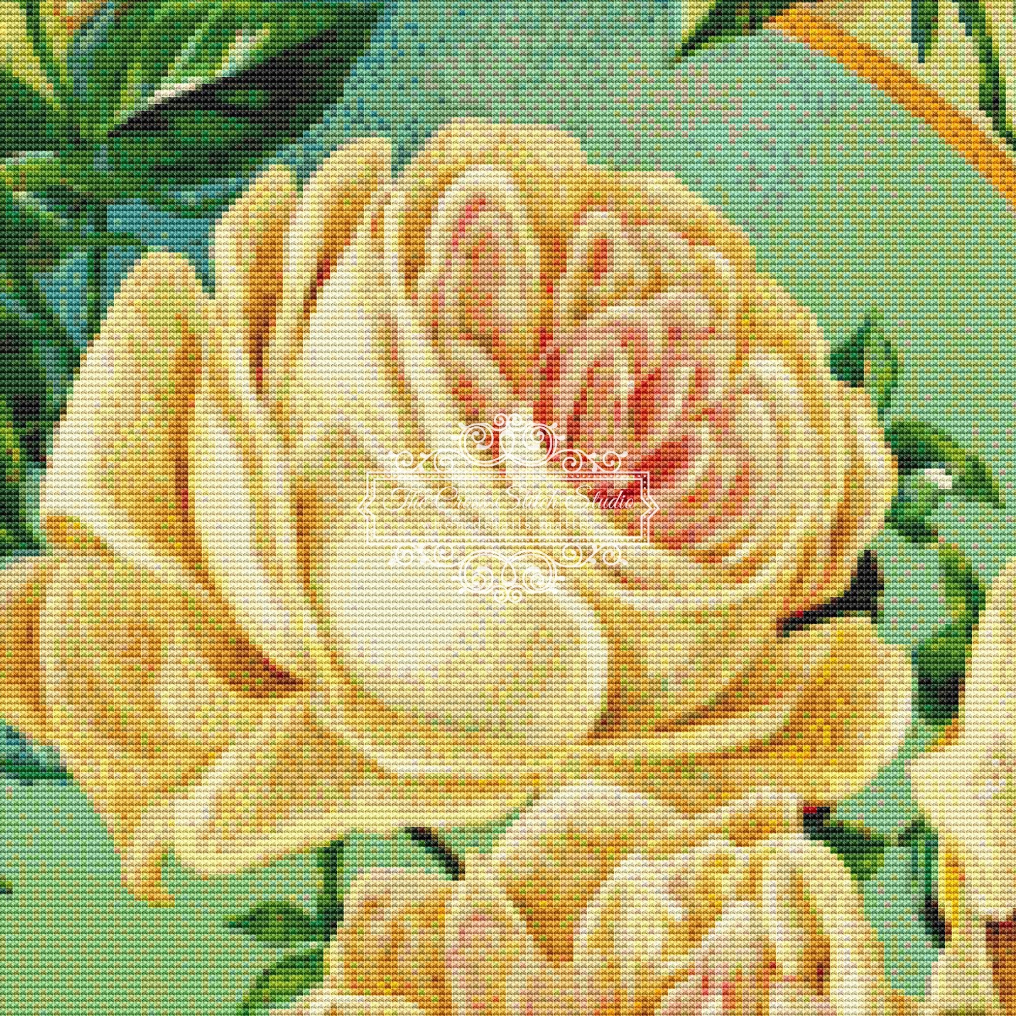 Yellow Rose Cross Stitch Pattern | The Cross Stitch Studio | The Cross ...