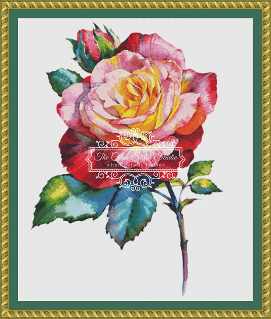 Long Stemmed Rose Cross Stitch Pattern | The Cross Stitch Studio | The ...