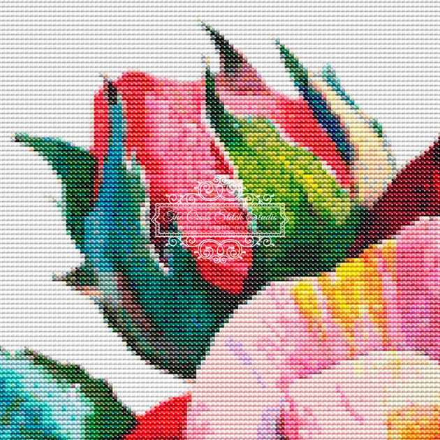 Long Stemmed Rose Cross Stitch Pattern | The Cross Stitch Studio | The ...