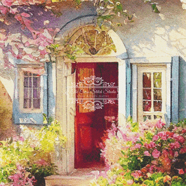 Watercolor Cottage Cross Stitch Pattern | The Cross Stitch Studio | The ...